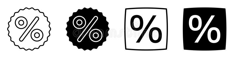 Percentage Icons Versions Set in Black Flat and Line Style Stock Vector ...