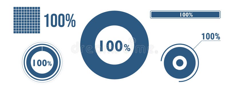 100 Percentage Infographic Set. Hundred Circle Diagram, Pie Donut Chart ...