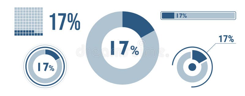 17 Percentage Infographic Set. Seventeen Circle Diagram, Pie Donut ...