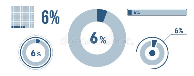 6 Percentage Infographic Set. Six Circle Diagram, Pie Donut Chart ...