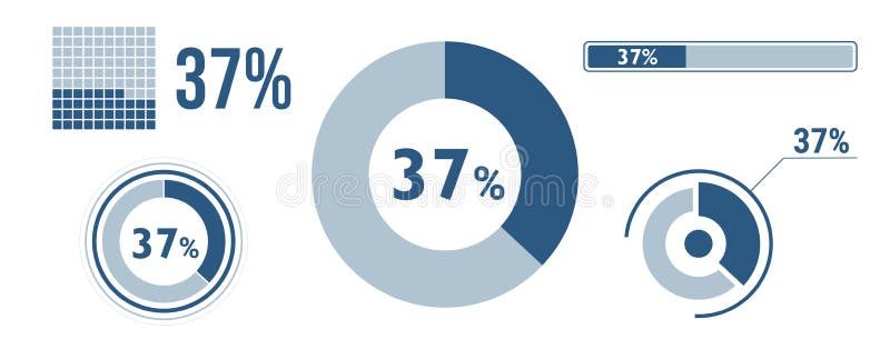 37 Percentage Infographic Set. Thirty-seven Circle Diagram, Pie Donut ...