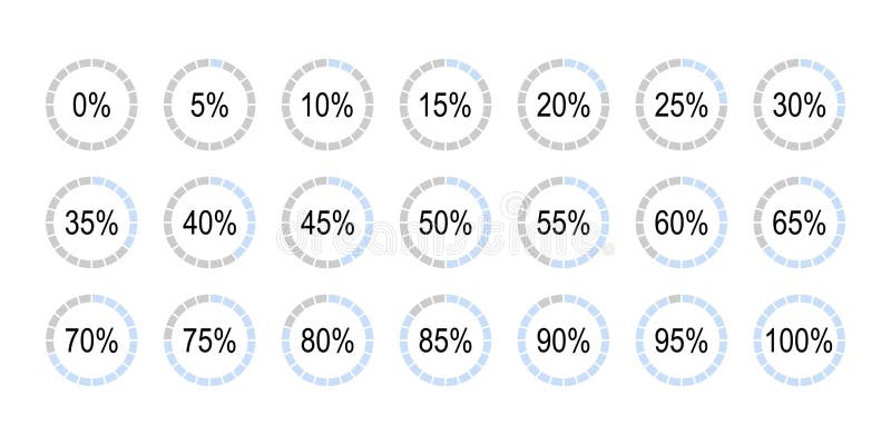 Percentage Infographics Elements. Blue and Gray Color Fill Pie Charts ...