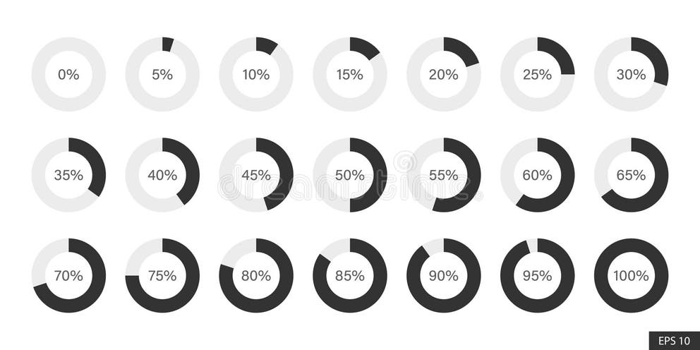 Set of Infographic Percentage Pie Chart Icons in Flat Style Design for ...