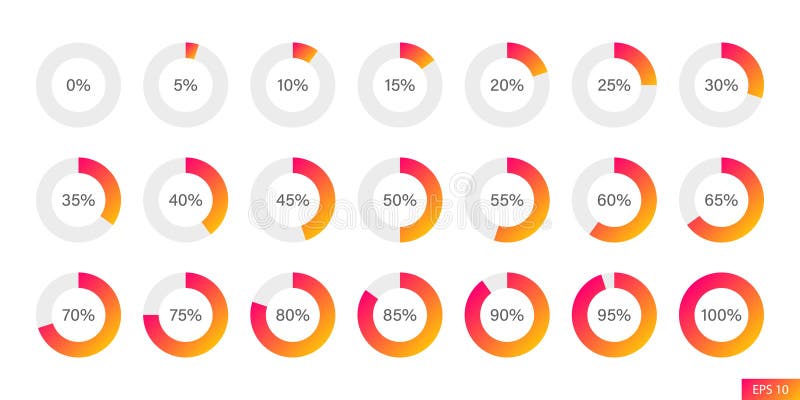 Set of Infographic Percentage Pie Chart Icons. Editable EPS 10 Vector ...