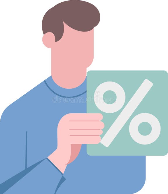 Flat Vector Illustration of a Person Holding a Percentage Symbol Sign ...