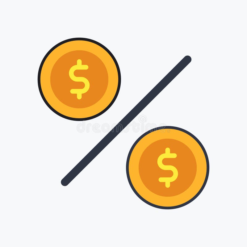 Percentage Sign with Gold Coins. Isolated Vector Illustration Stock ...