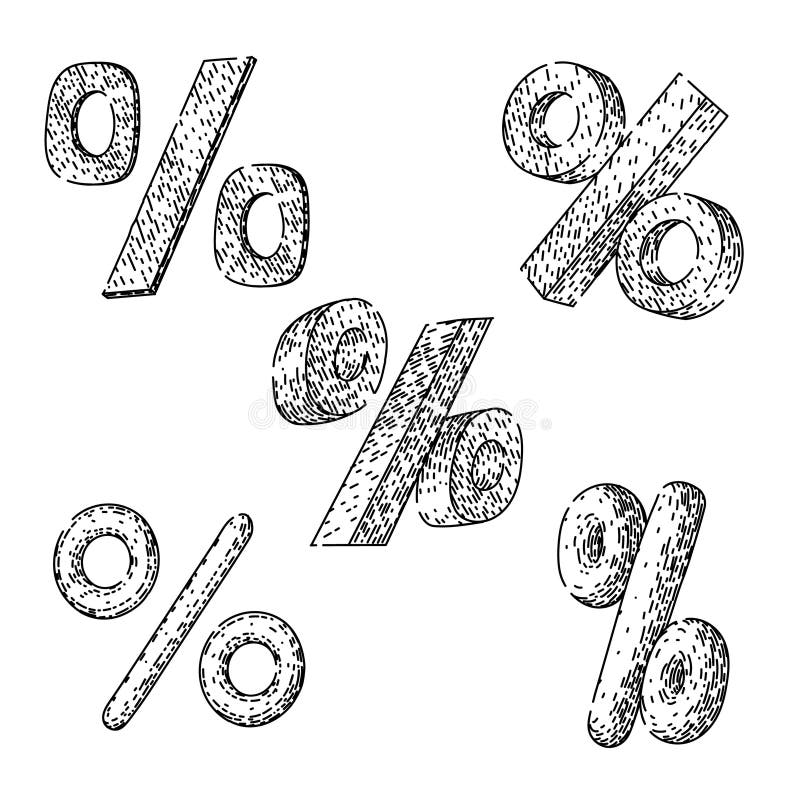 Percentage Sign Set Sketch Hand Drawn Vector Stock Vector ...