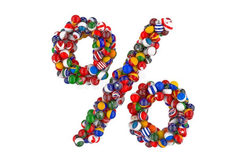 Percentage Symbol from Flags of Different Countries, 3D Rendering Stock ...