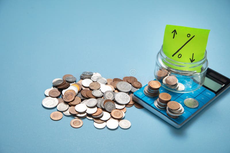 Percentage Symbol on Sticky Note with a Coins and Calculator Stock ...