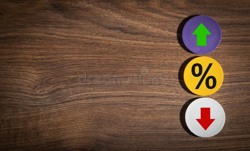 Percentage Symbol with Up and Down Arrows. Interest Rates Stock Photo ...