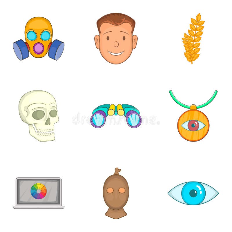 Perception Icons Set, Cartoon Style Stock Vector - Illustration of ...
