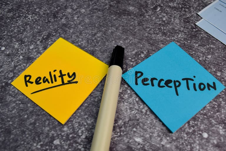 Perception or Reality Write on a Sticky Note Isolated on the Table ...