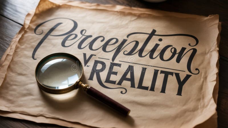 Perception Vs Reality on a Textured Paper Background Stock Image ...