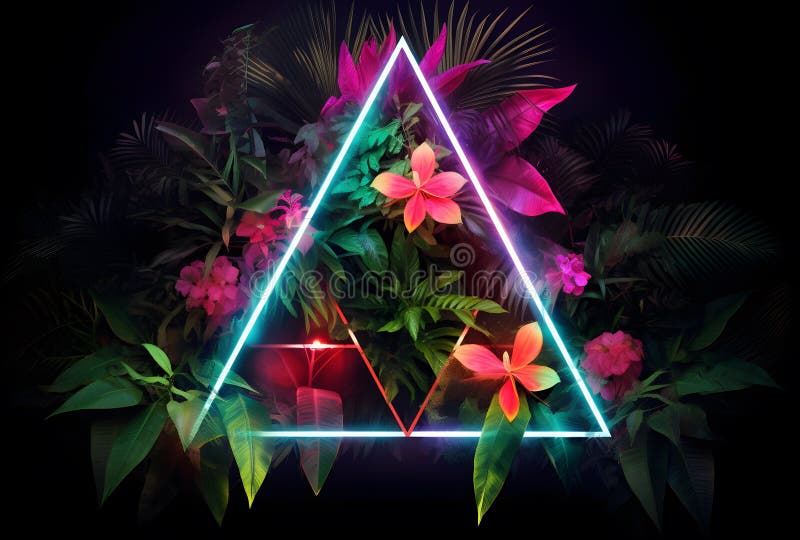 Perceptive Neon Triangle in Tropical Twilight Stock Illustration ...