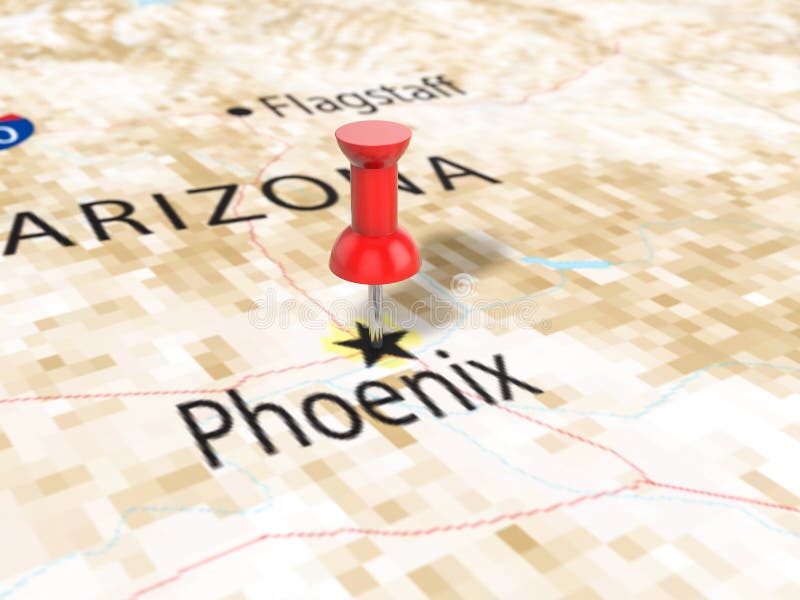 Percevejo No Mapa De Phoenix Ilustração Stock - Ilustração de lugar ...