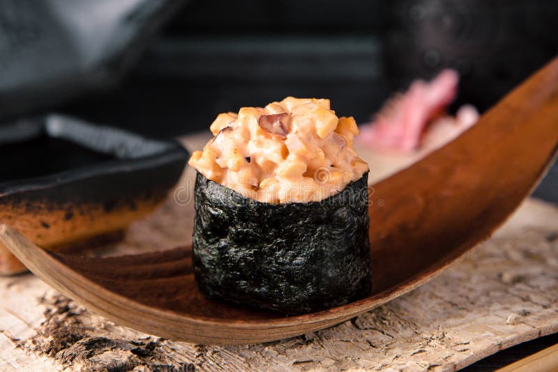 Perch Fish Gunkan. Sushi Menu Stock Photo - Image of fish, design ...