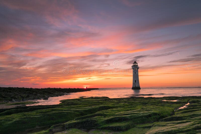 Perch Rock Lighthouse, England Stock Image - Image of built, england ...