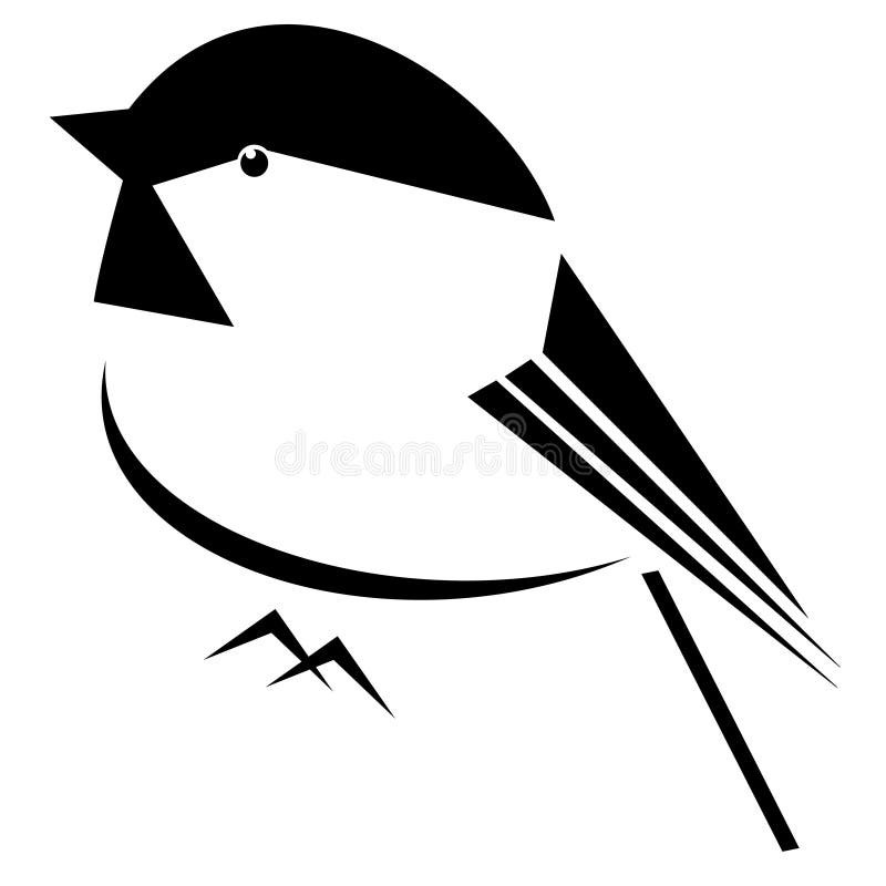 Perched Black Capped Chickadee Geometric Art Stock Vector ...