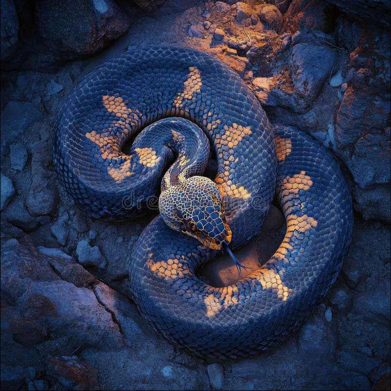 Perched on Dust-covered Eggs, a Blue Snake Lies. Stock Photo - Image of ...