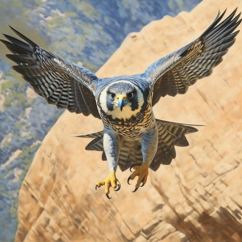 Perched Peregrine Falcon. Generative AI Stock Illustration ...