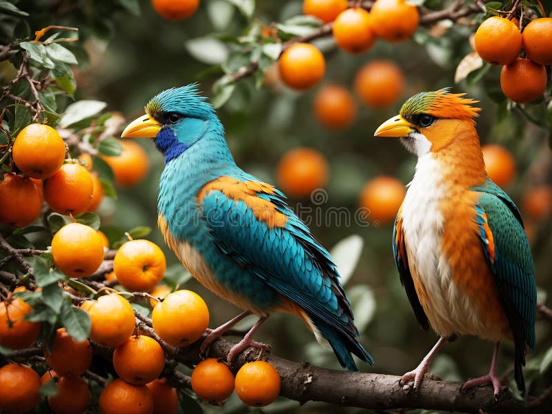 Two Birds are Sitting Together on a Tree Branch and Talking. Ai ... Two Birds are Sitting Together on a Tree Branch and Talking. Ai ...
