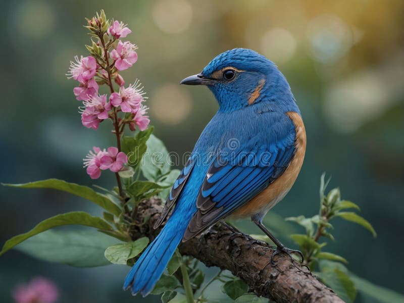 Very Beautiful Blue Bird on the Tree, Wild Bird. Stock Illustration ...