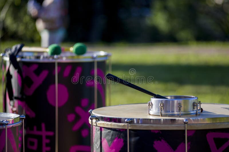 Instruments for Brazilian Samba on the Ground Stock Photo - Image of ...