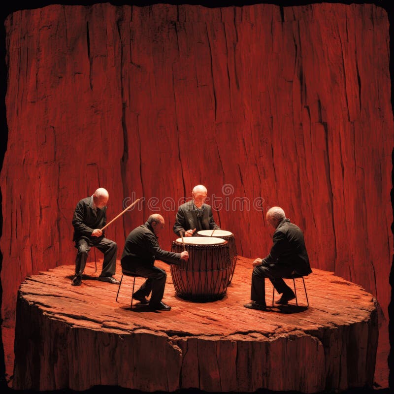 Percussion Quartet on Red Stage Stock Photo - Image of performance ...