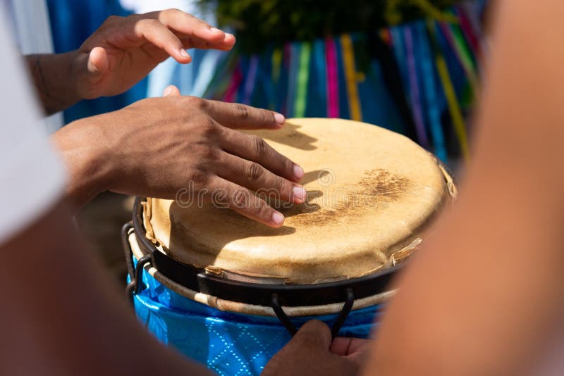 Percussionist Hands Playing Atabaque Stock Image - Image of musical ...