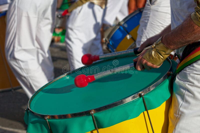 Percussionist Playing with a Drum during the Carnival of Grand Boucan ...