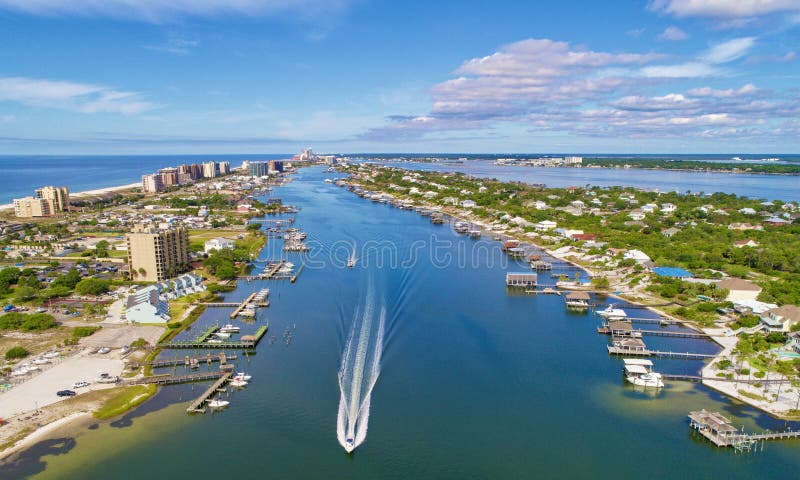 Perdido Key Beach, Florida stock image. Image of boats - 254386385