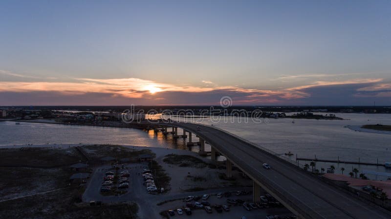Perdido Pass Bridge at Sunset Stock Photo - Image of beach, bridge ...