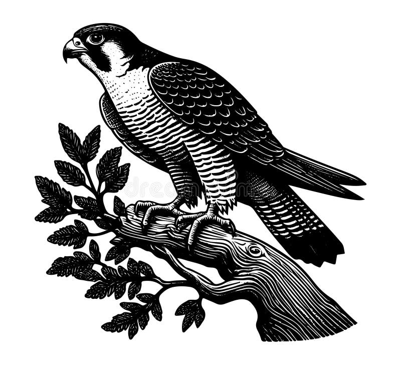Peregrine Falcon Hand Drawn Vector Illustration Graphic Stock Vector ...