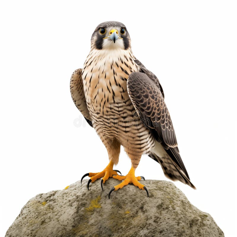 Peregrine Falcon Perched on Rock Stock Illustration - Illustration of ...