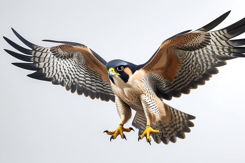 Peregrine Falcon Soars with Wings Spread Wide Open Stock Illustration ...