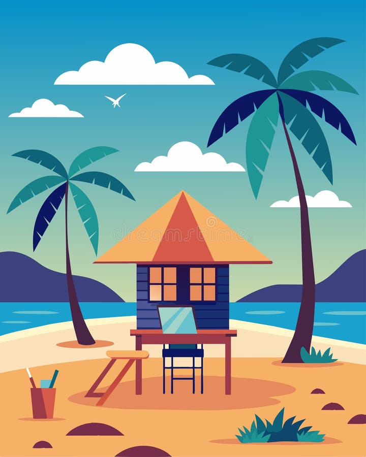 Beachfront Hut Stock Illustrations – 427 Beachfront Hut Stock ...
