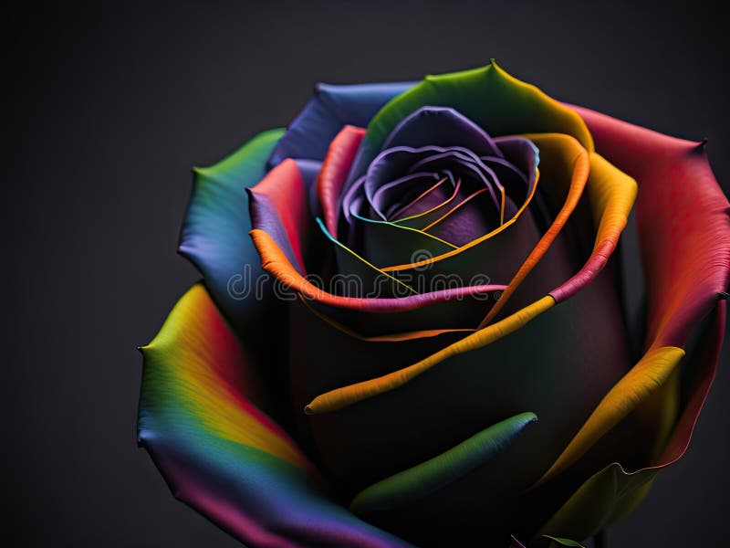 Perfect Beautiful Colorful Bright Rainbow Rose. Ai Generative Stock ...