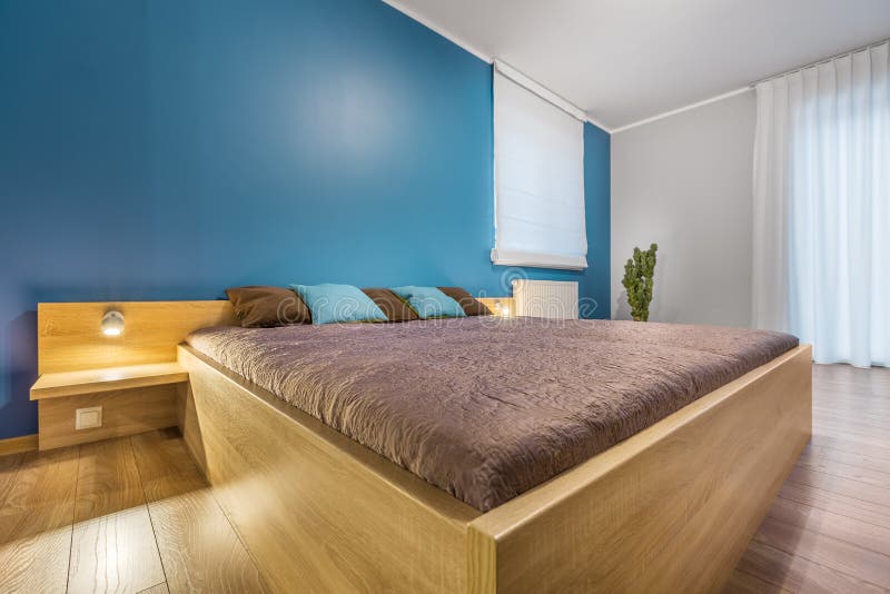 Perfect Bed for Sleep and Relax Stock Image - Image of blue, home: 75601213