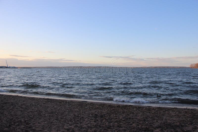 Perfect Blue Morning Sky and Water of Ocean Stock Photo - Image of ...