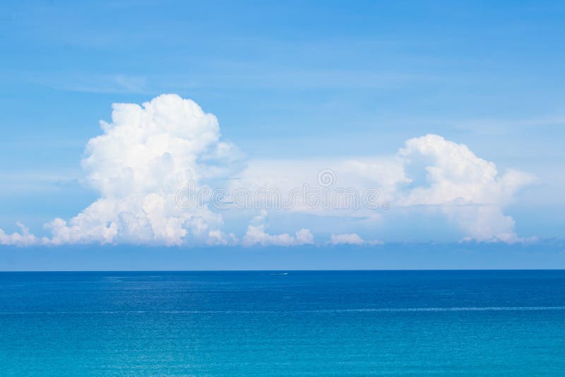 Perfect Blue Sky with Clouds and Water of Ocean in the Morning Stock ...