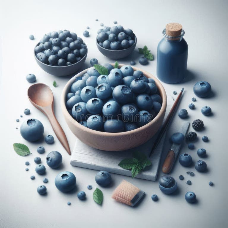 Perfect Blueberry with Clean White Backdrop Stock Illustration ...