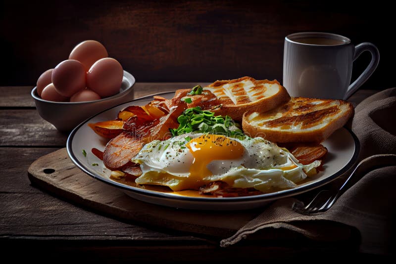The Perfect Breakfast: Fried Eggs, Bacon, Hash Browns, Toast, and ... The Perfect Breakfast: Fried Eggs, Bacon, Hash Browns, Toast, and ...