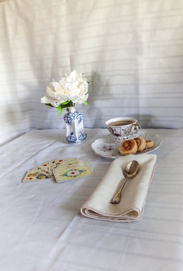 The Perfect Bridge Card Hand with a Cup of Tea Stock Image - Image of ...