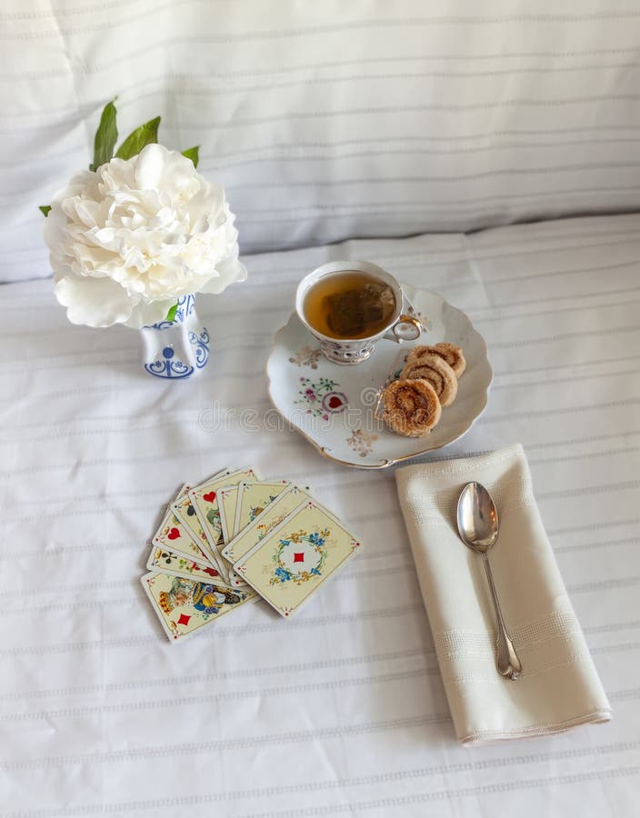 The Perfect Bridge Card Hand with a Cup of Tea Stock Photo - Image of ...