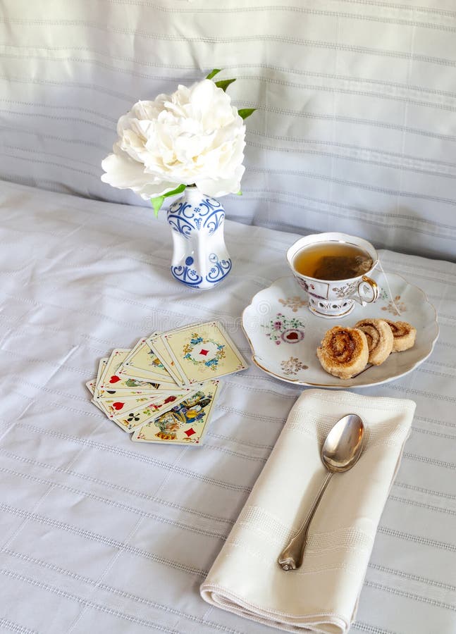 The Perfect Bridge Card Hand with a Cup of Tea Stock Photo - Image of ...