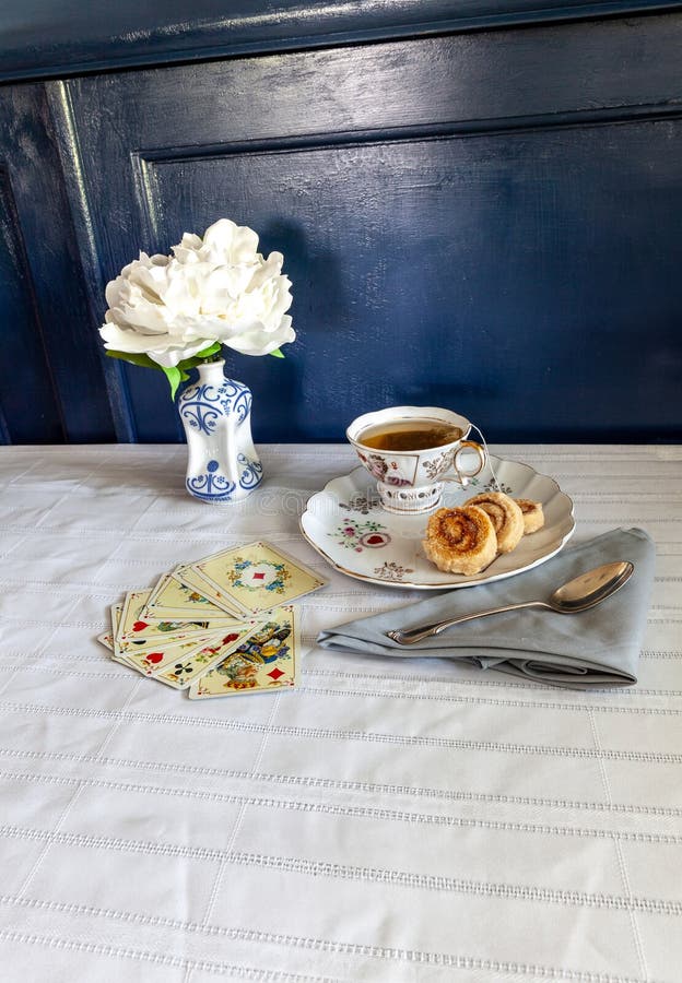 The Perfect Bridge Card Hand with a Cup of Tea Stock Photo - Image of ...