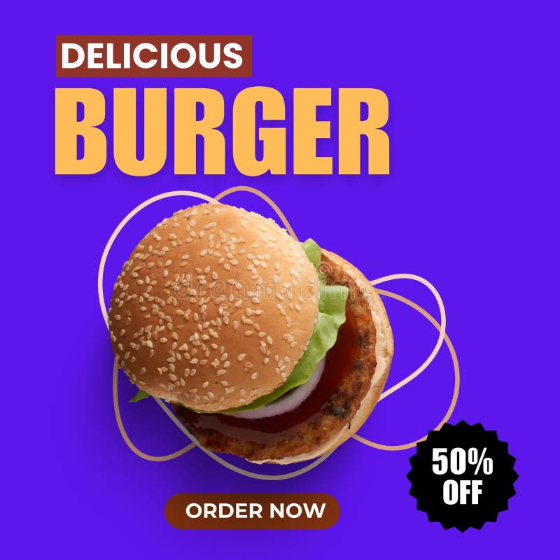 Perfect Burger Post Design stock image. Image of template - 337696575