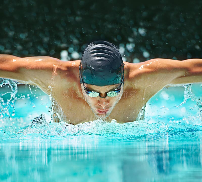 Perfect Butterfly Stroke. a Male Swimmer Doing the Butterfly Stroke ...