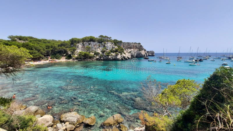 Beach, Water and Boats at Menorca Stock Image - Image of shore, ocean ...