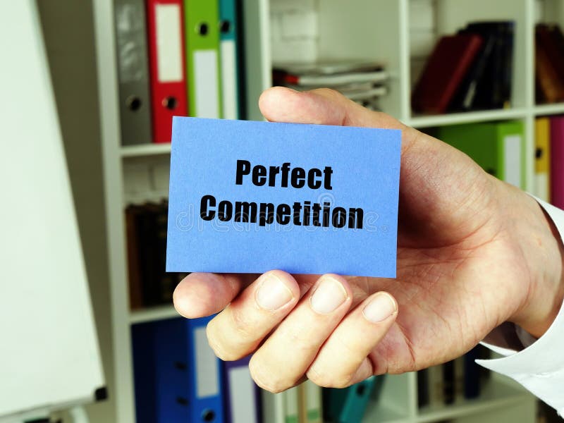 Perfect Competition Sign on the Blue Business Card Stock Photo - Image ...